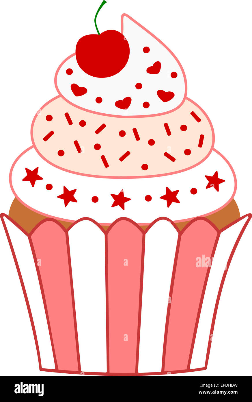 Cherry lovely cupcake cartoon illustration Stock Photo - Alamy