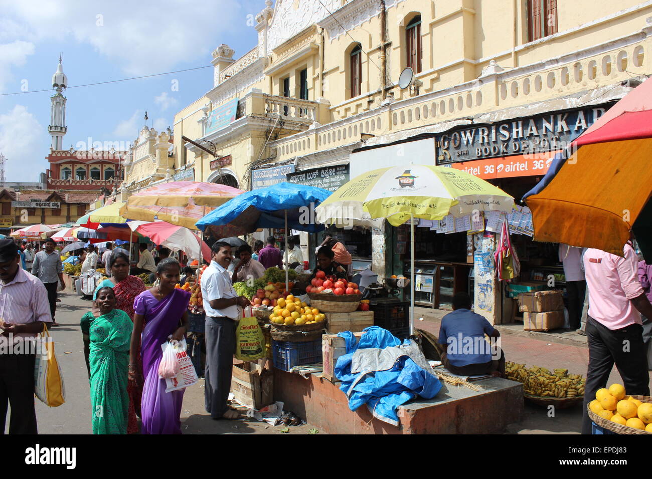 The streets and markets of central Mysore: a busy scene in front of ...