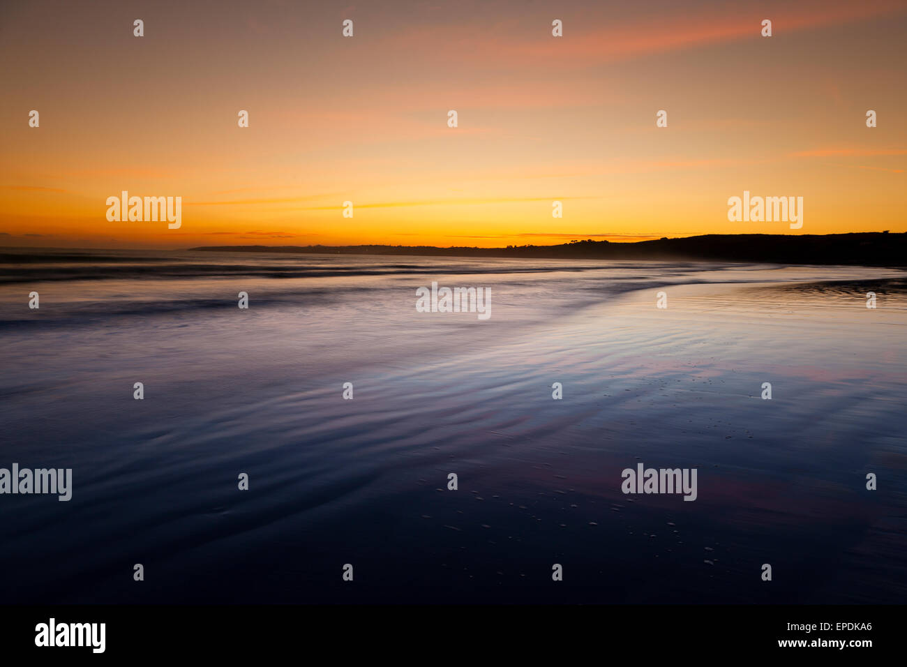Sunset At Carne Beach,The Roseland, Cornwall,South West,UK Stock Photo ...