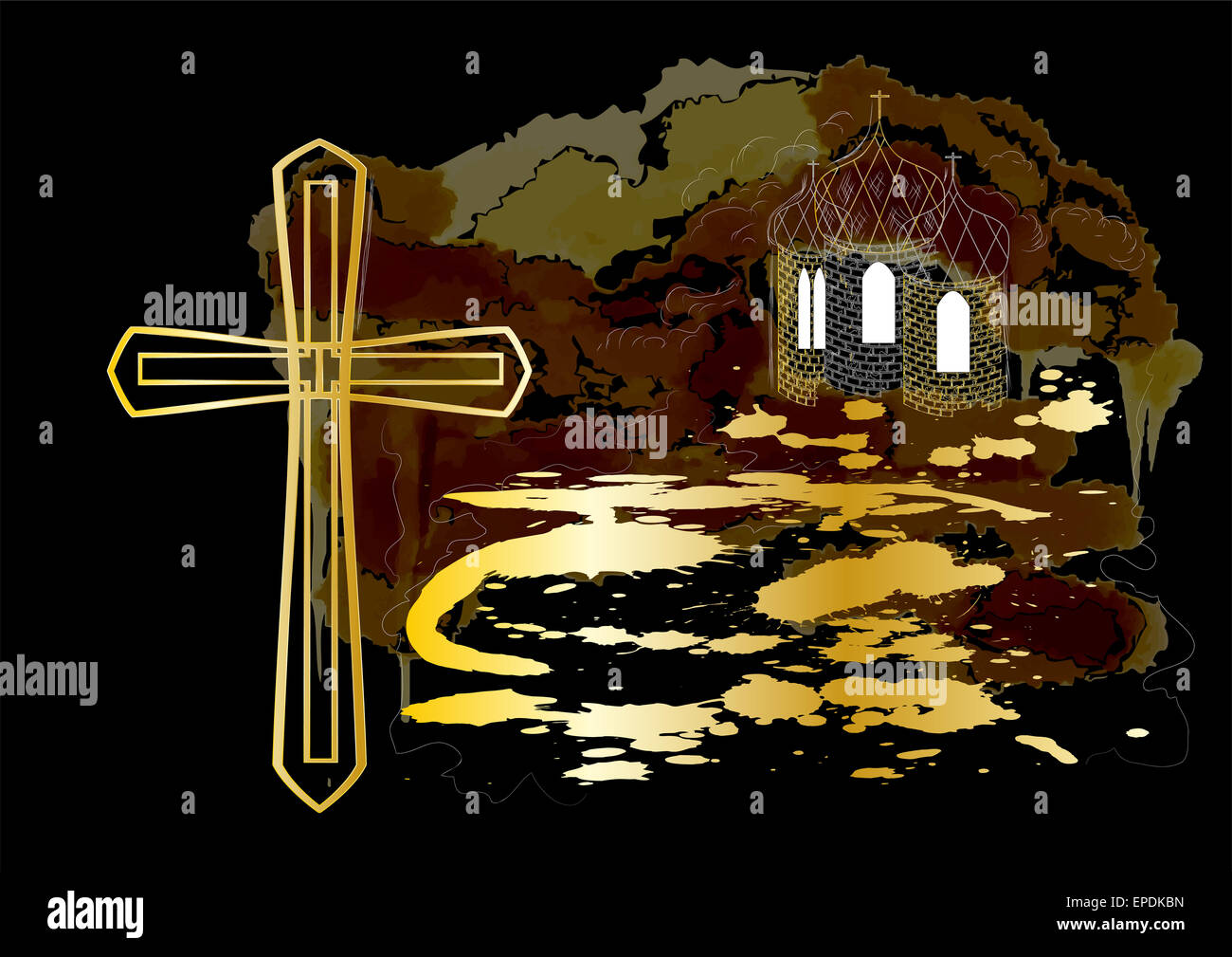 cross and church Stock Photo - Alamy