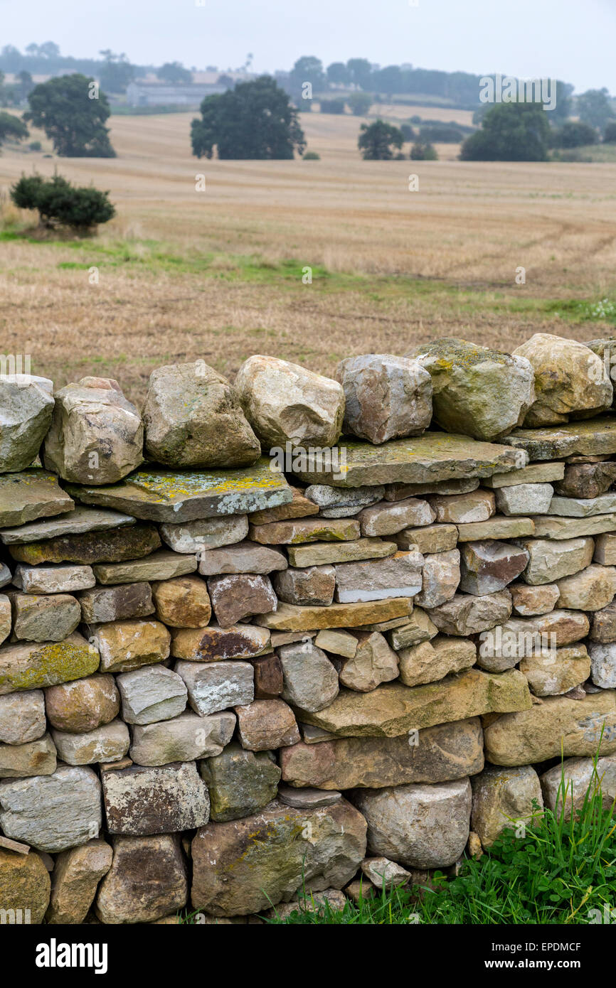 UK, England, Yorkshire. Stone Wall, Farmland in Background Stock Photo ...