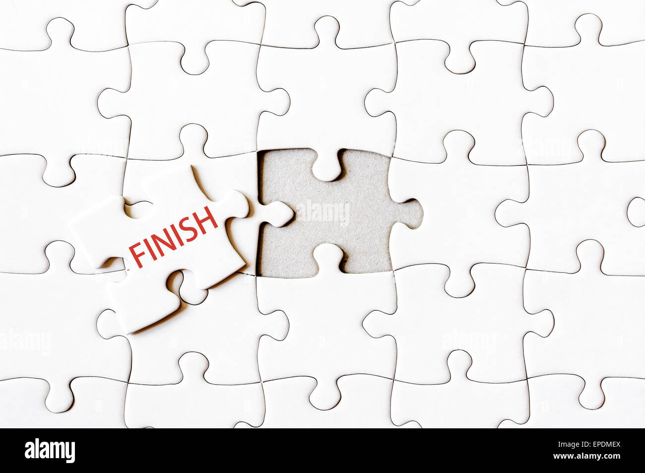 Missing jigsaw puzzle piece with word FINISH. Business concept image ...