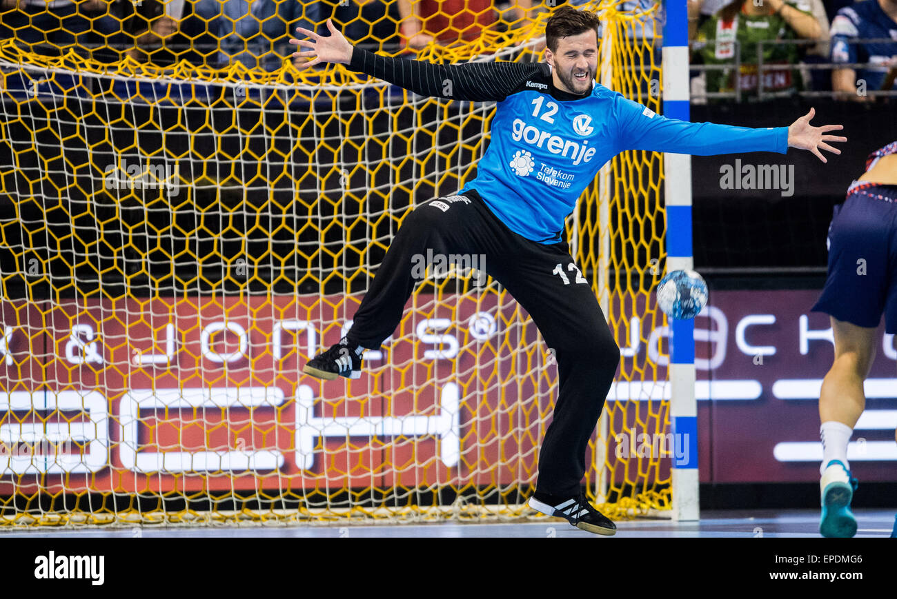 Berlin, Germany. 16th May, 2015. Velenje's goalkeeper Benjamin Buric in ...