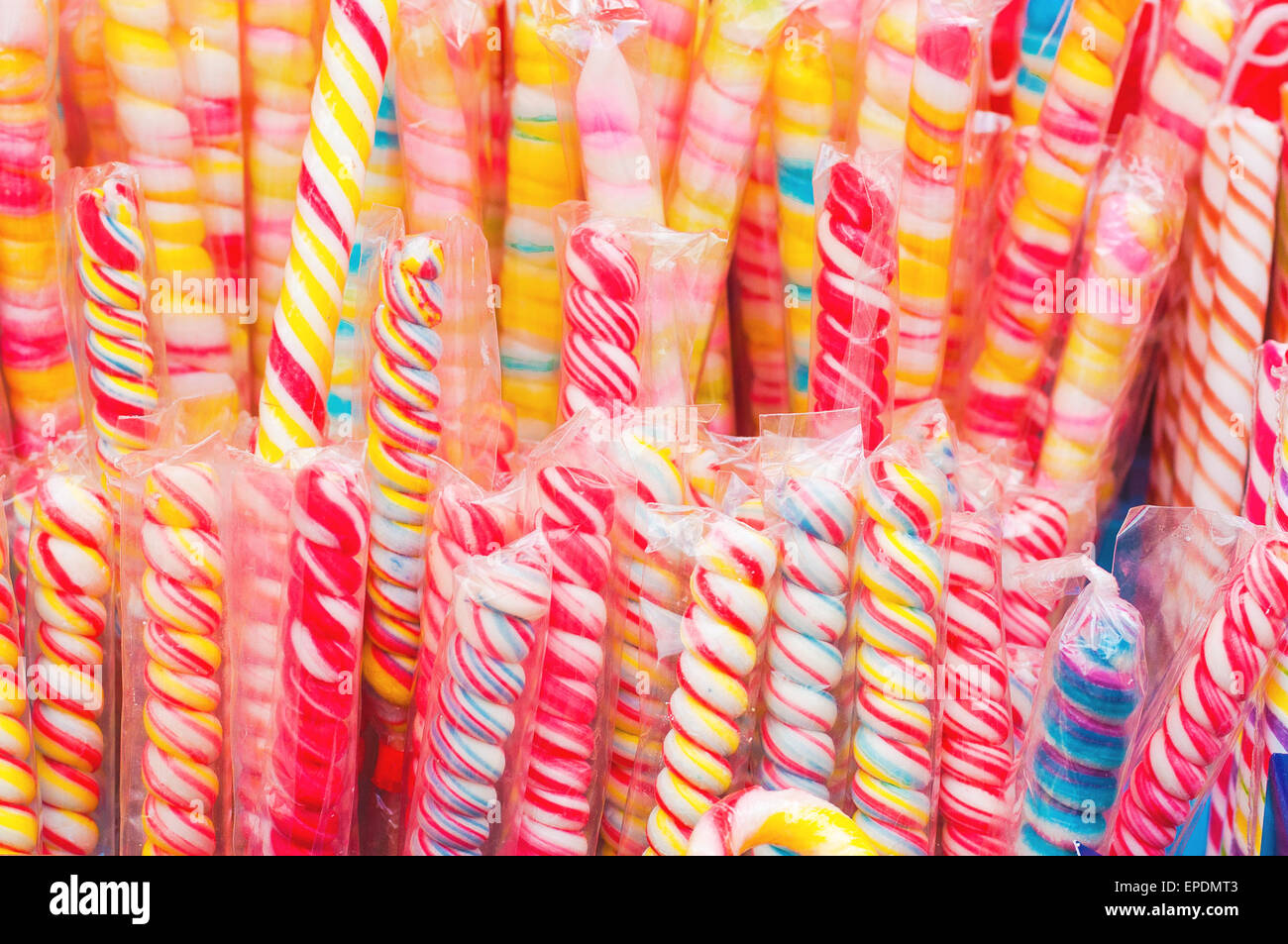 Sweet Colorful Sugary Lollipops on Street Market Stock Photo - Alamy