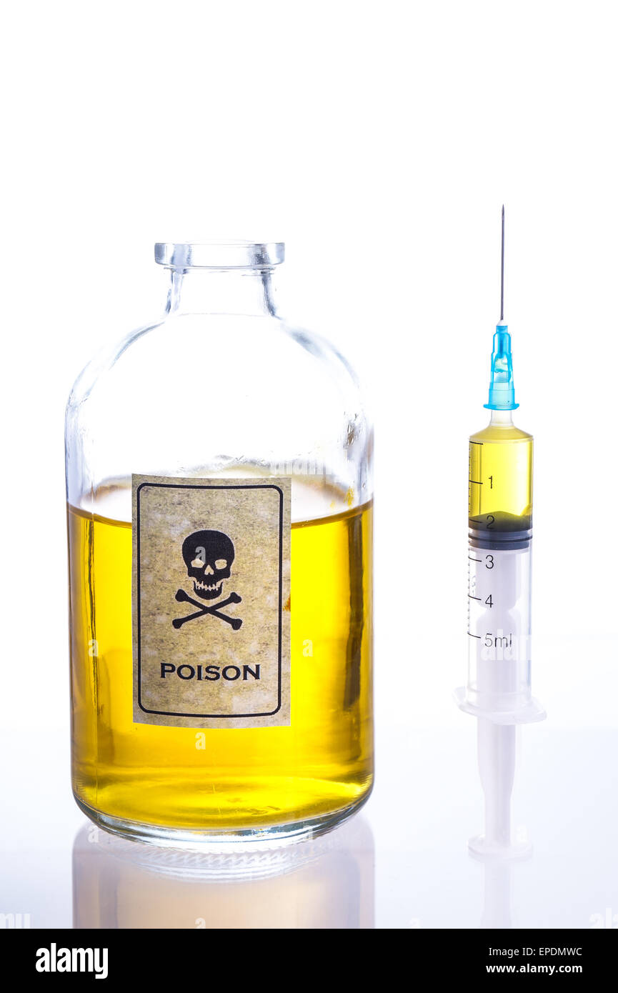 Poison bottle and syringe, and isolated on white Stock Photo - Alamy