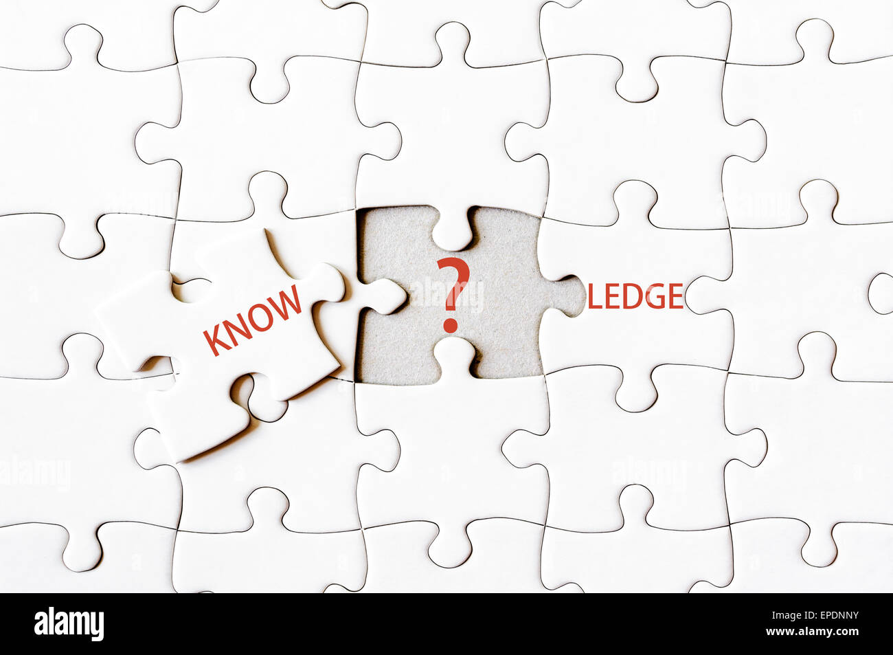 Missing jigsaw puzzle piece completing word KNOWLEDGE. Business concept ...