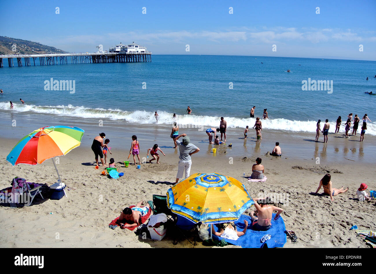 sunny day on Malibu beach in southern california Stock Photo - Alamy