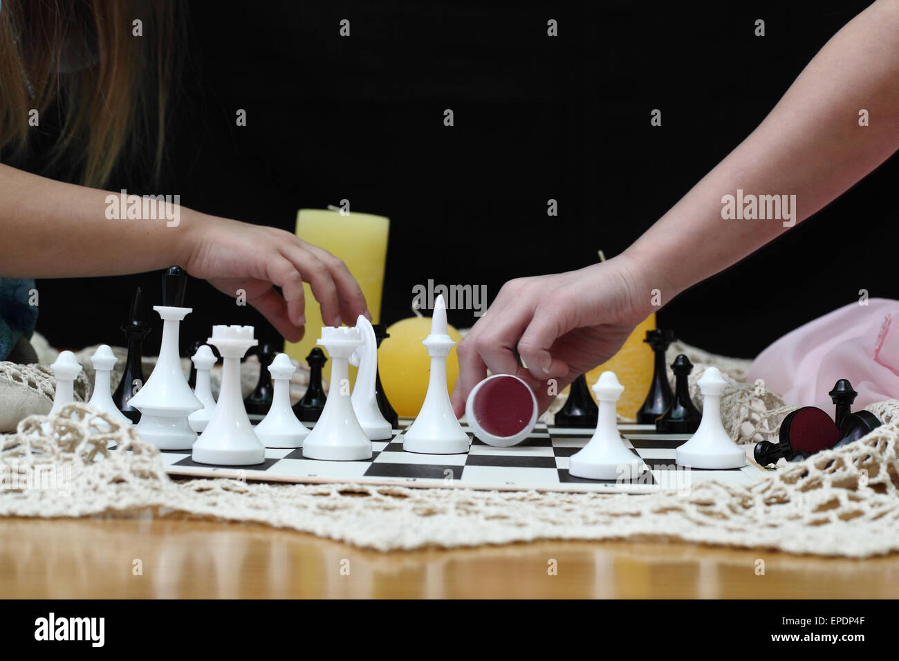 girls play chess Stock Photo - Alamy