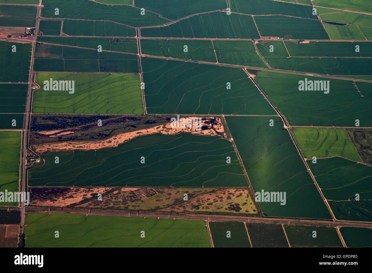 Aerial of patchwork of farms in Central Valley, Califonria Stock Photo ...