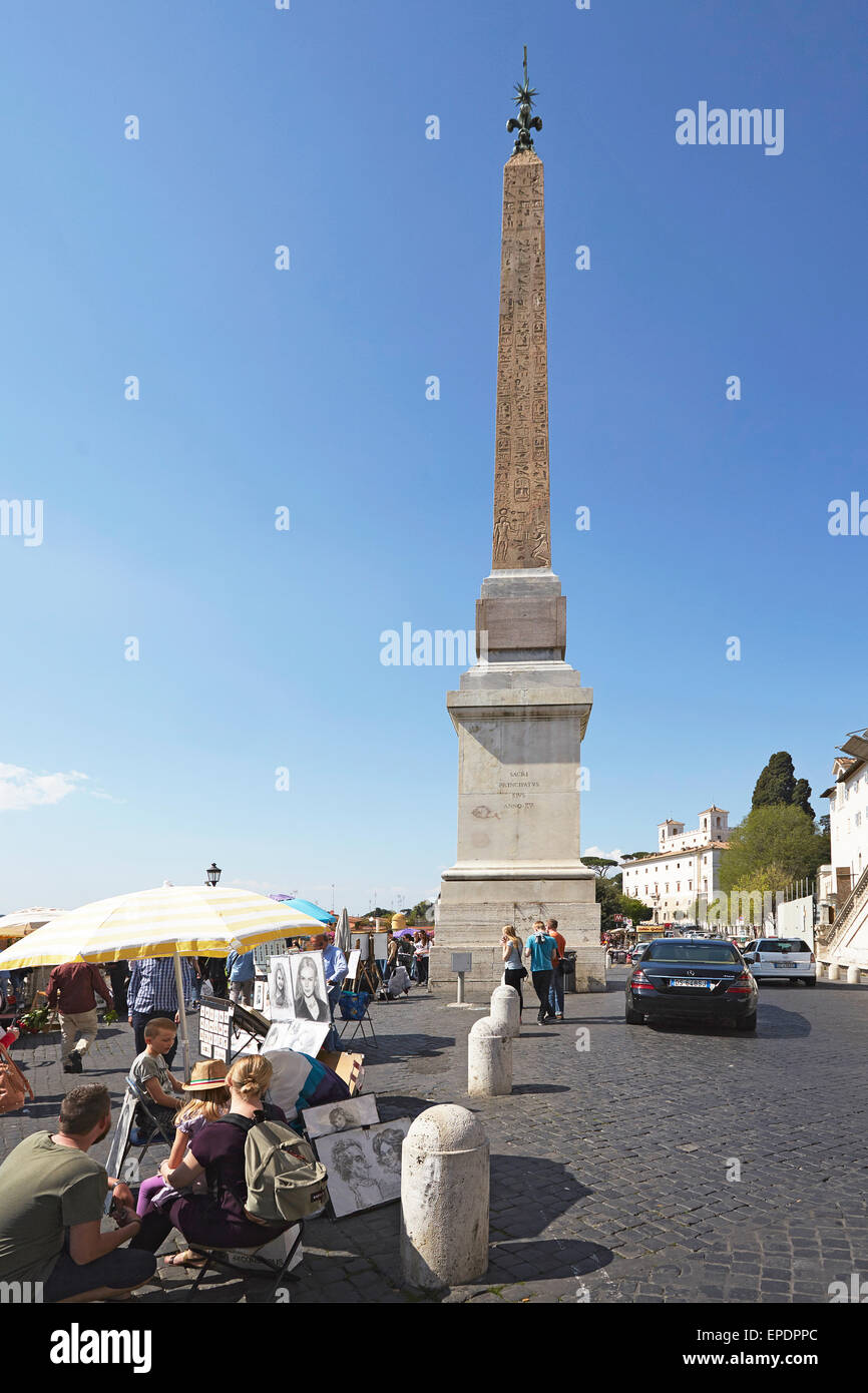 Rome Trinita dei Monti Obelisk or Sallustiano Obelisk at the top of the ...