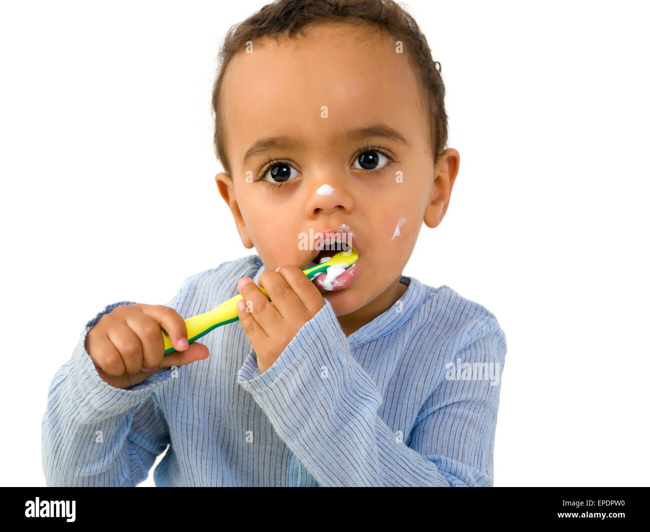 Black Kid Brushing Teeth
