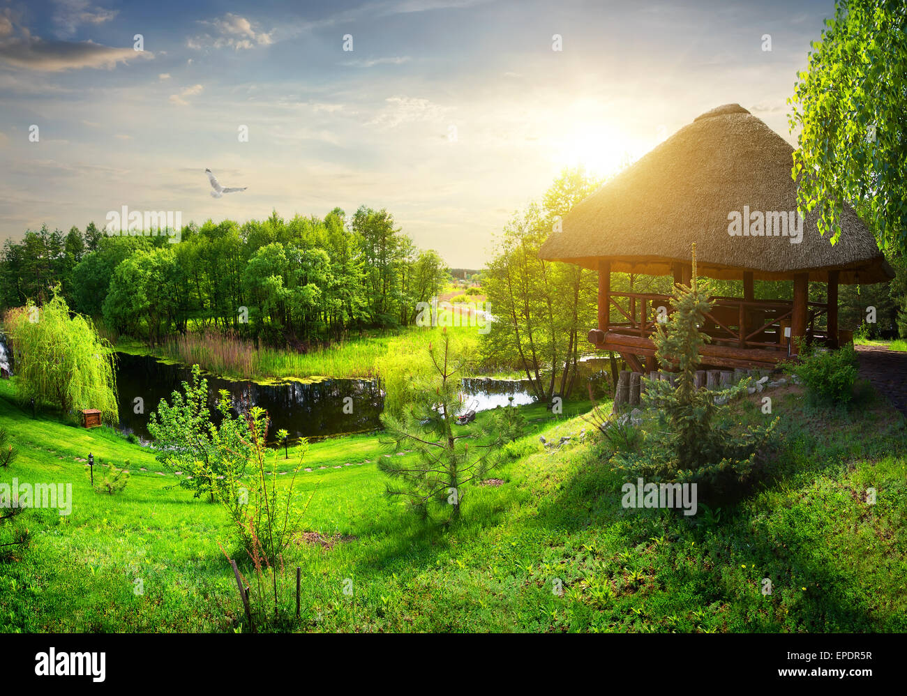Green thatched roof hi-res stock photography and images - Alamy