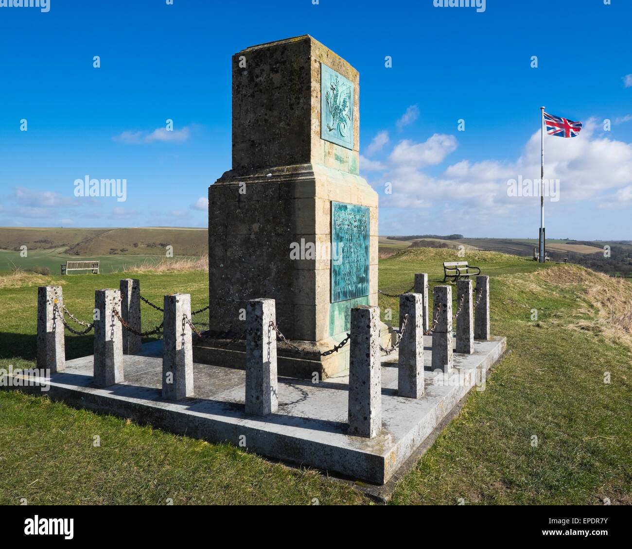 Castle Hill at Mere in Wiltshire. A memorial to 43rd (Wessex) Division ...