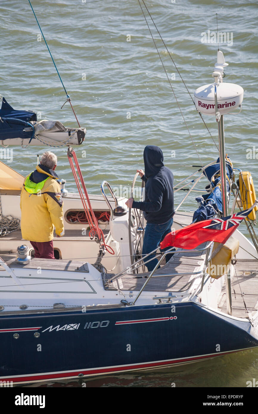 crew of slioch maxi 1100 sailing yacht leaving Lymington and sailing ...