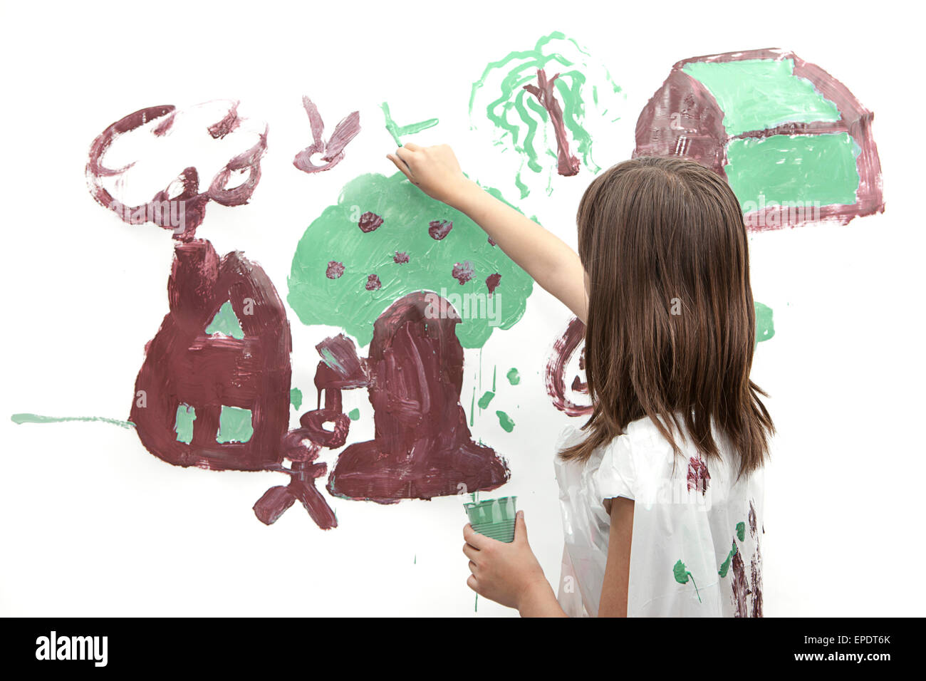 Girl paints a picture Stock Photo - Alamy