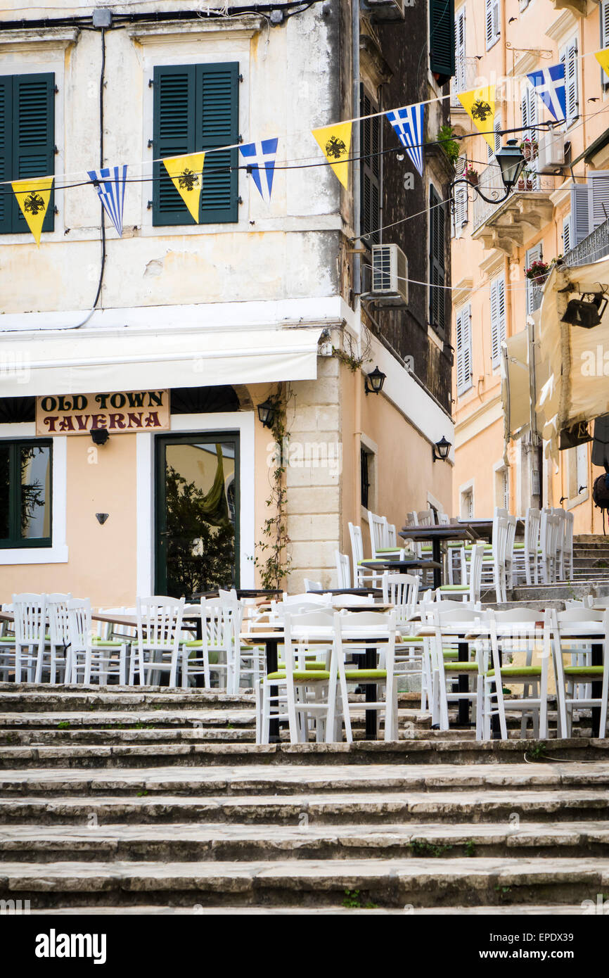 Cafe on Corfu Stock Photo - Alamy