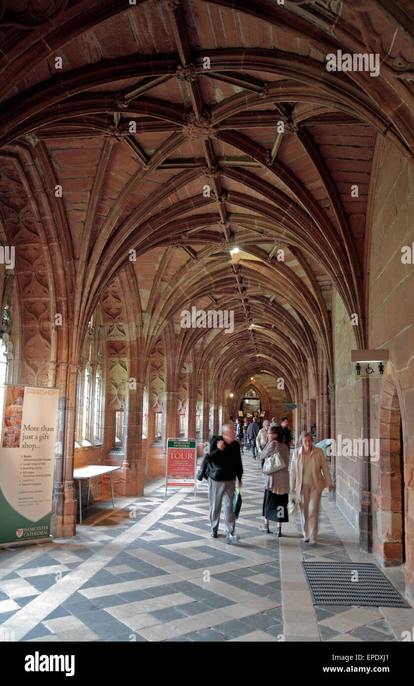Medieval cloisters in Worcester Cathedral, Worcester, Worcestershire ...