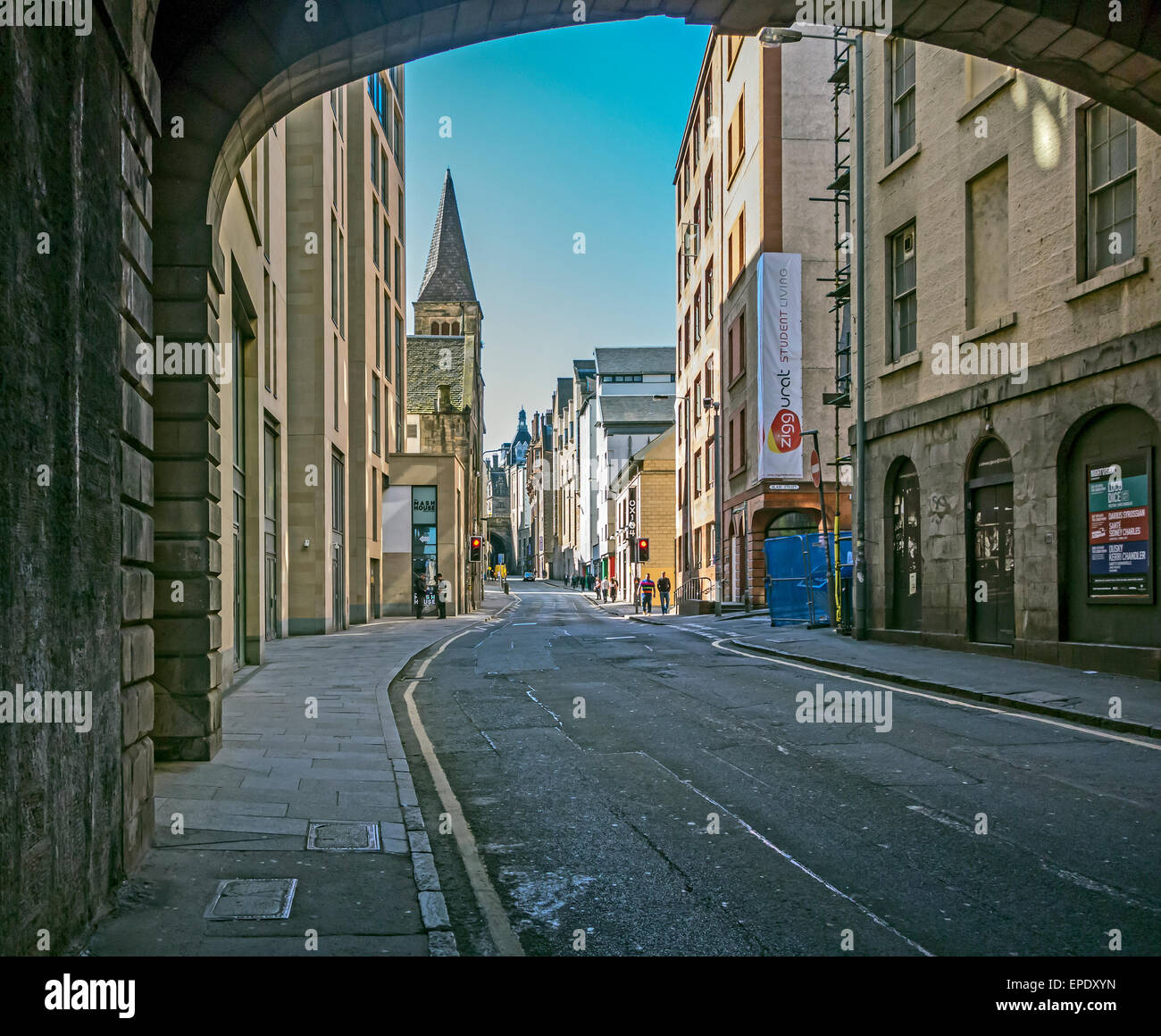 Cowgate looking west towards George IV Bridge in the old town of ...