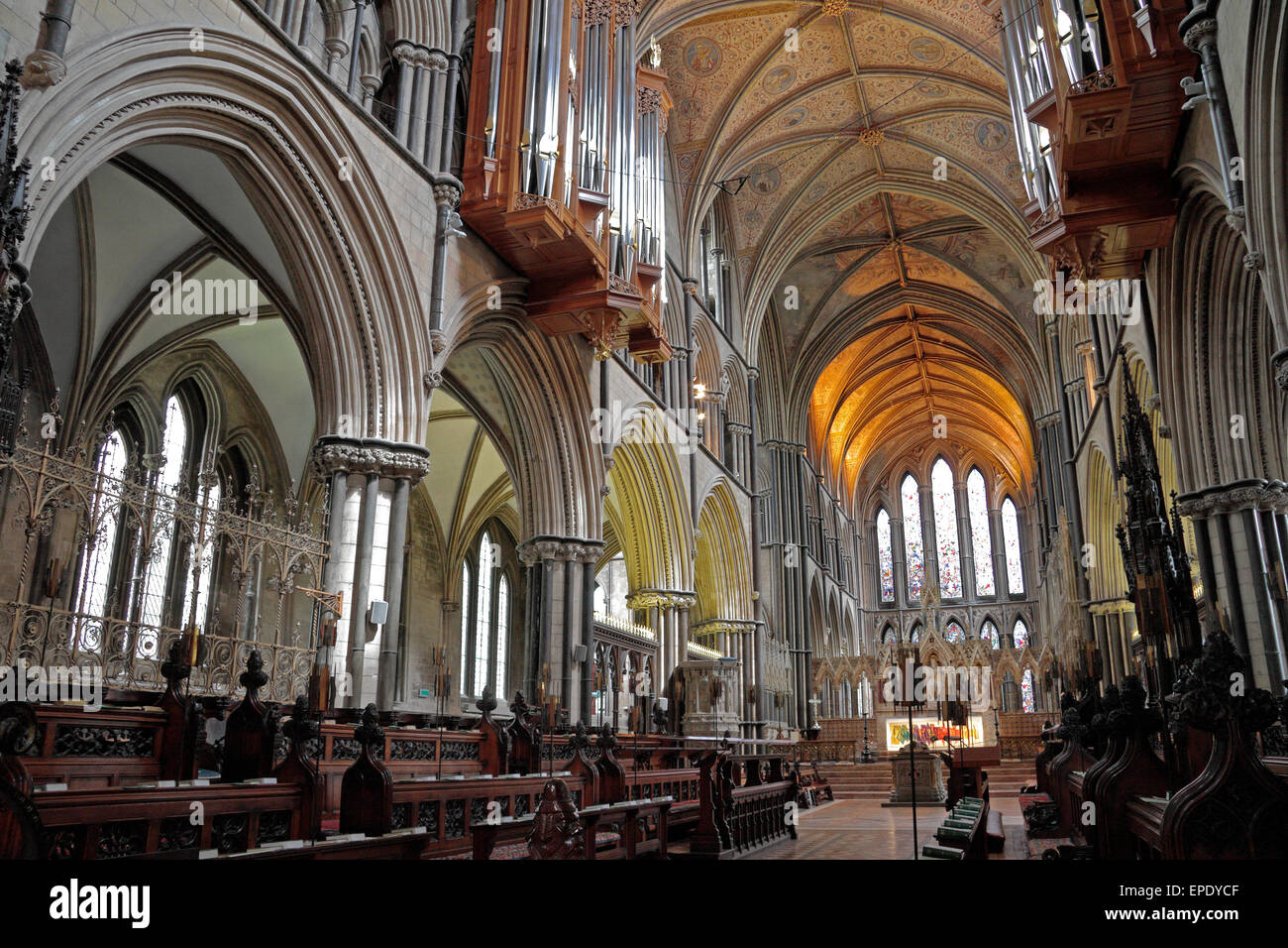 The nave in Worcester Cathedral, Worcester, Worcestershire, UK Stock ...