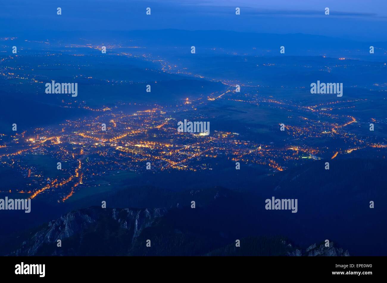 City bird eye view night hi-res stock photography and images - Alamy