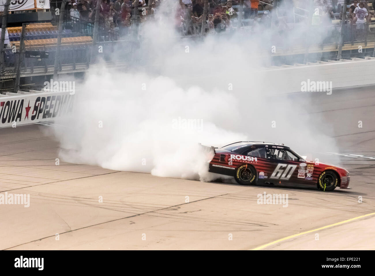 Newton, Iowa, USA. 17th May, 2015. Chris Buescher (60) wins the 3M 250 ...