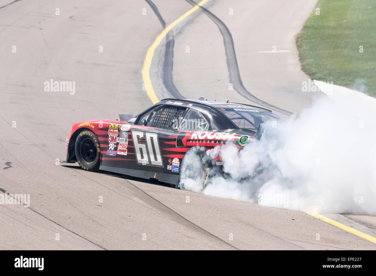 Newton, Iowa, USA. 17th May, 2015. Chris Buescher (60) wins the 3M 250 ...