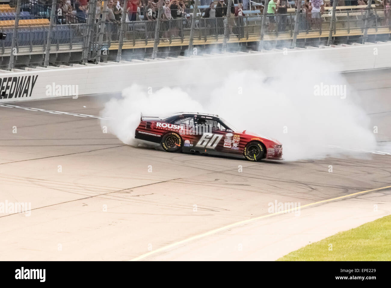 Newton, Iowa, USA. 17th May, 2015. Chris Buescher (60) wins the 3M 250 ...