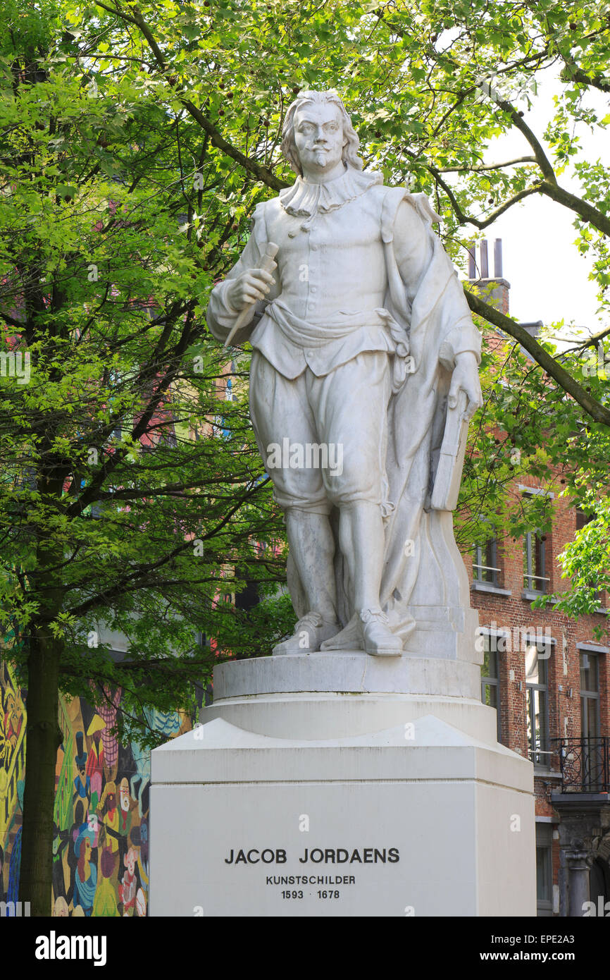 Statue of the 17th-century Flemish Baroque painter Jacob Jordaens (1593 ...