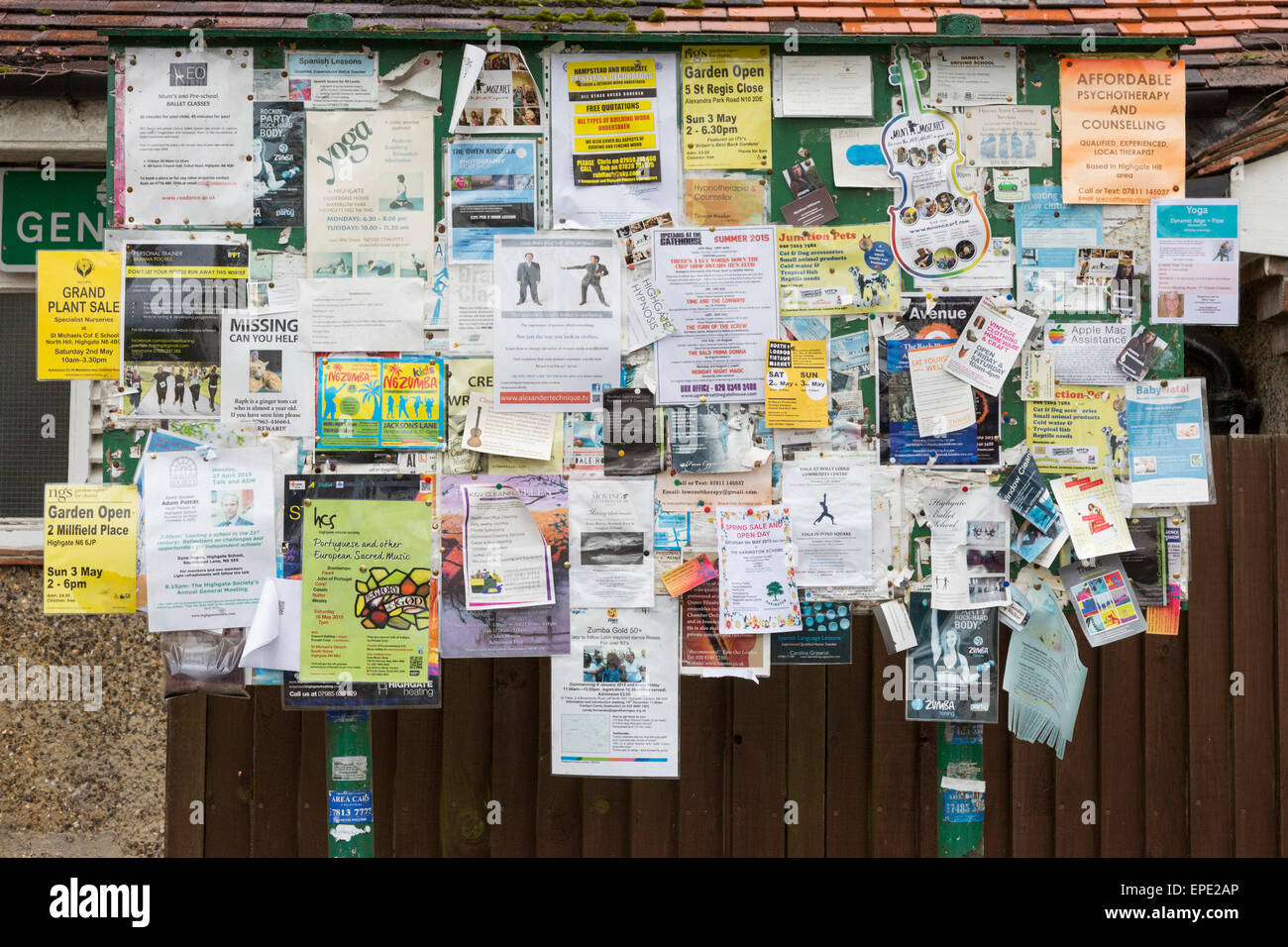 A notice board in Pond Square, Highgate, London, England, United ...