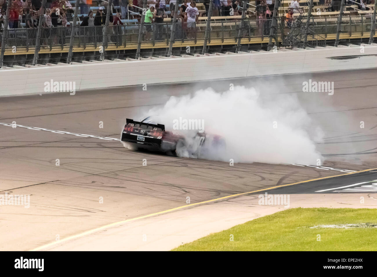 Newton, Iowa, USA. 17th May, 2015. Chris Buescher (60) wins the 3M 250 ...