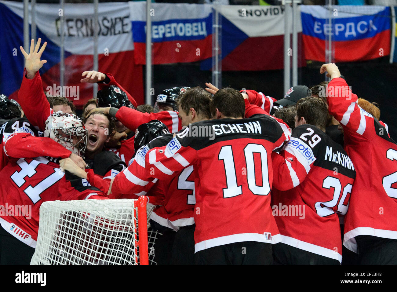 Prague, Czech Republic. 17th May, 2015. Canadian players celebrate ...