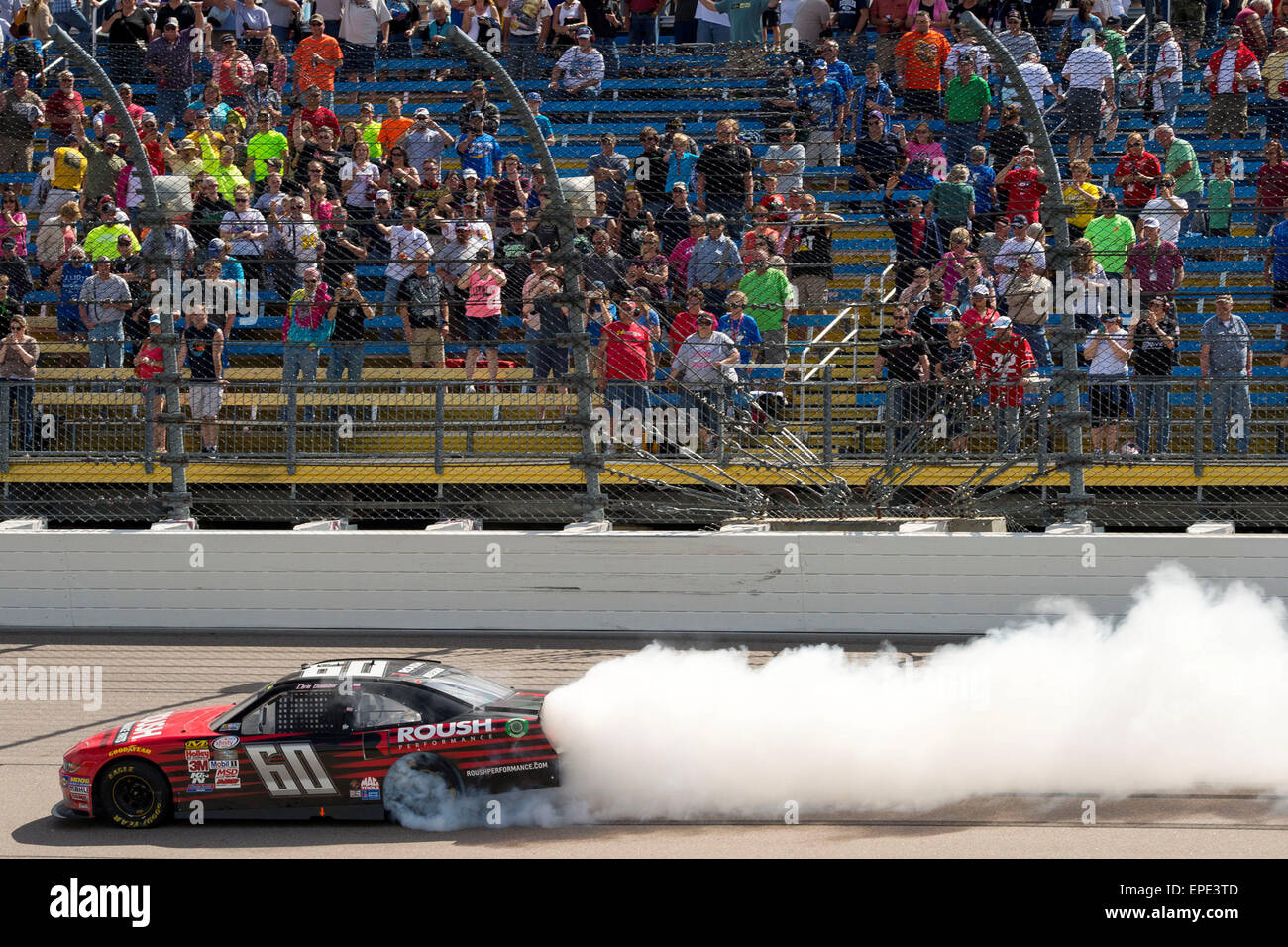 Newton, Iowa, USA. 14th Mar, 2015. Chris Buescher (60) celebrates his ...