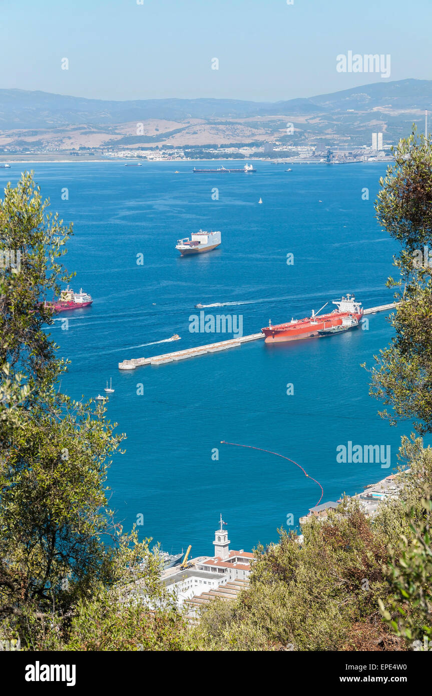 Aerial view of Gibraltar Bay from the top of the rock Stock Photo - Alamy