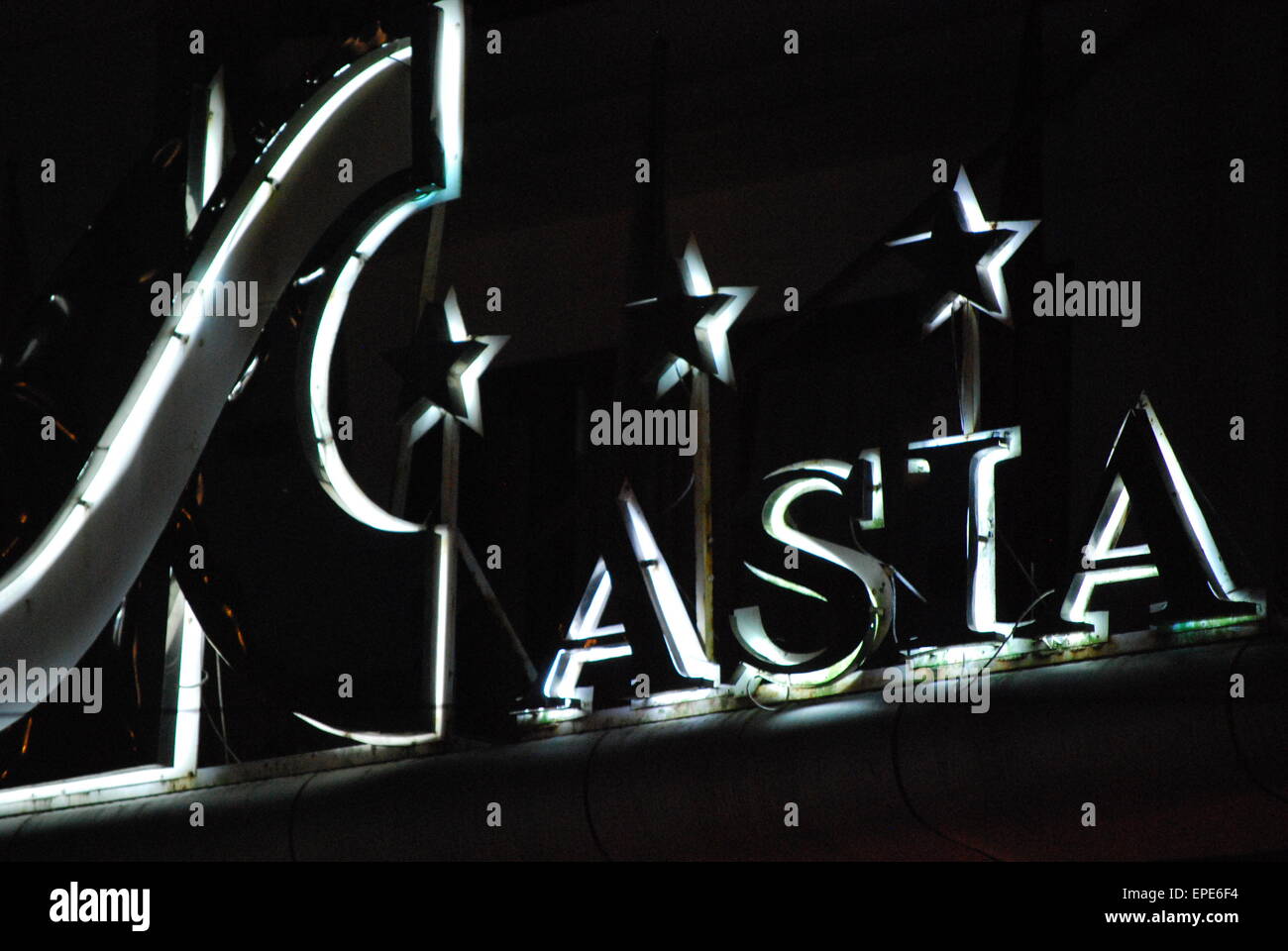 Neon Asia sign with three stars Stock Photo - Alamy