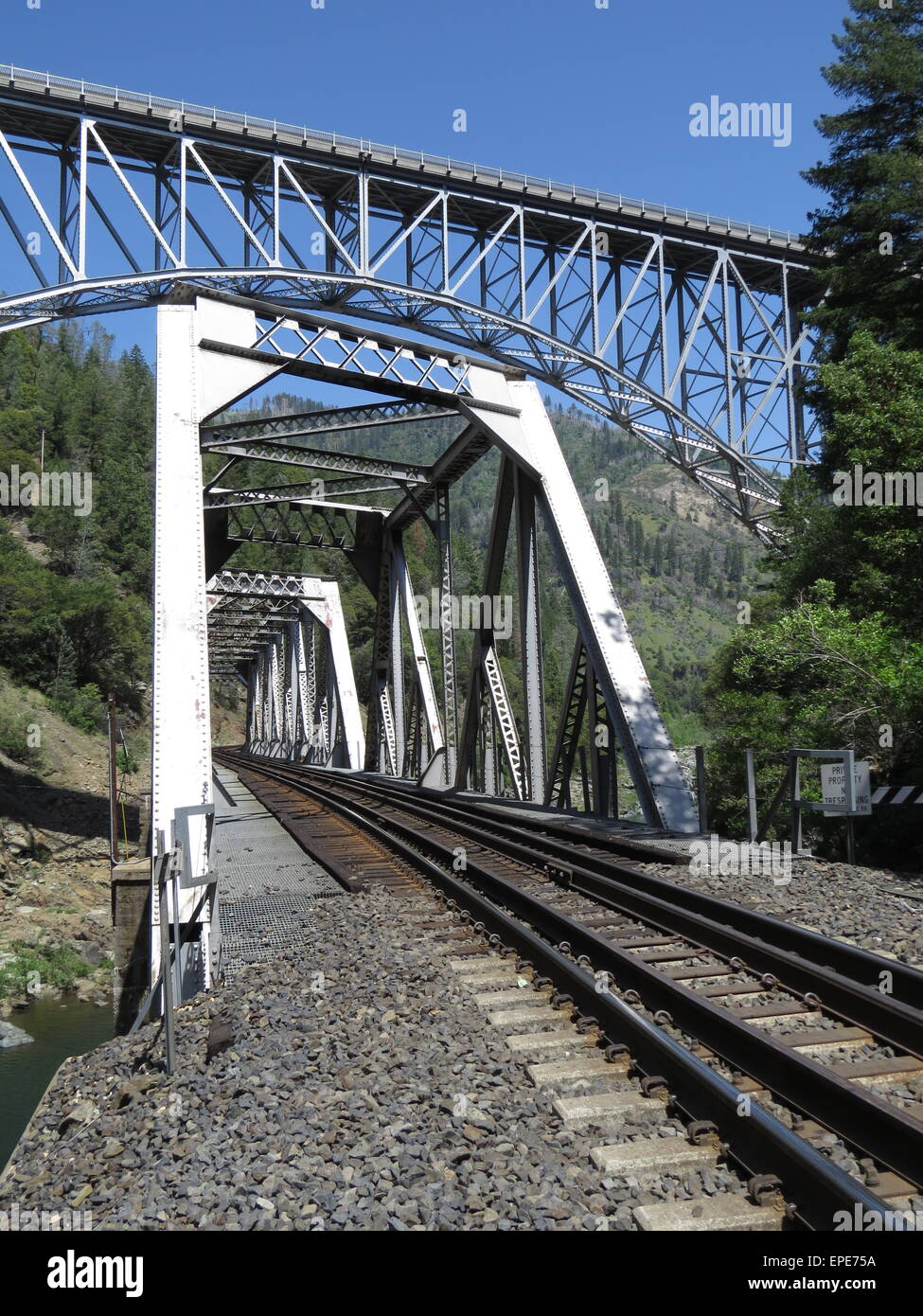 Feather River Canyon Road and Railway Bridges Stock Photo - Alamy