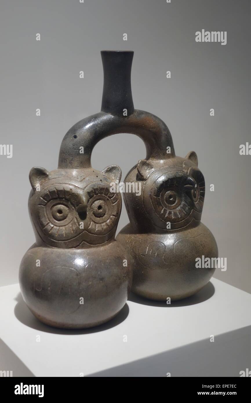 Ancient pre-columbian ceramics and artwork on display in the Larco ...