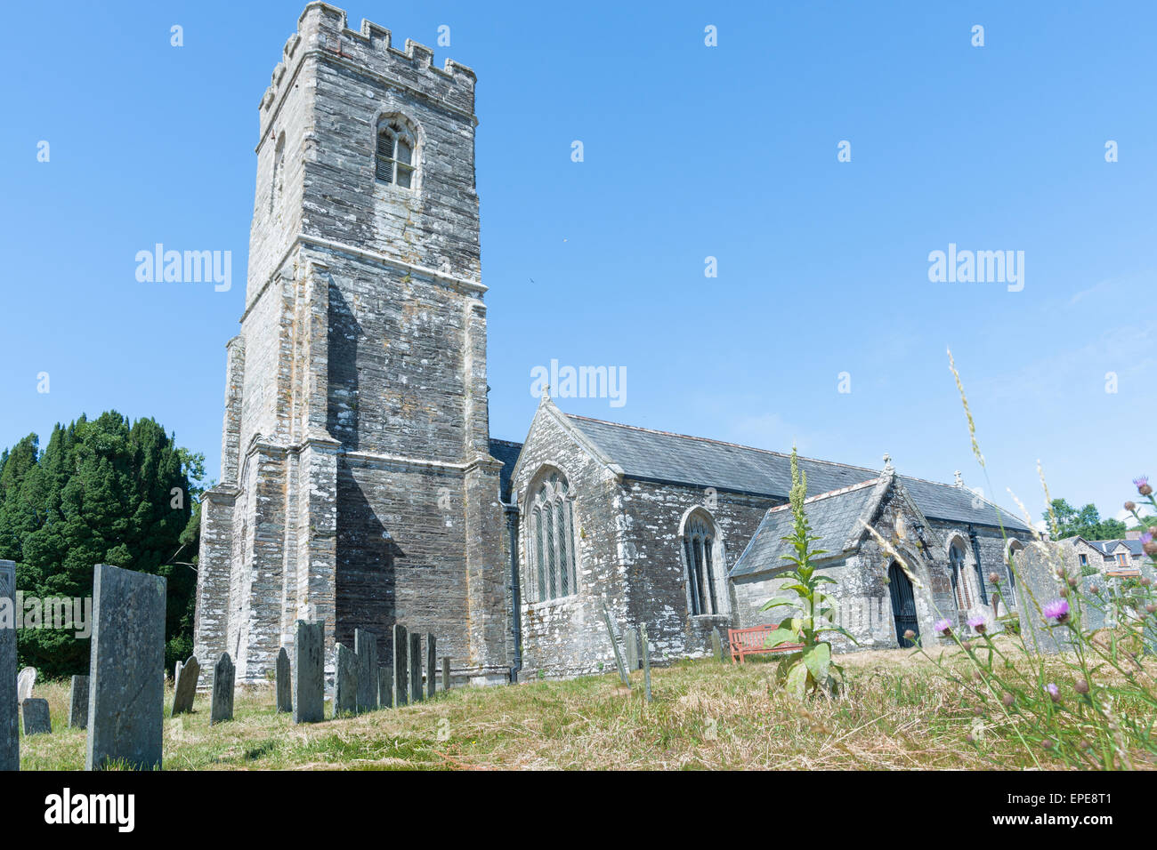 Historic English stone church in Cornish countryside Stock Photo - Alamy