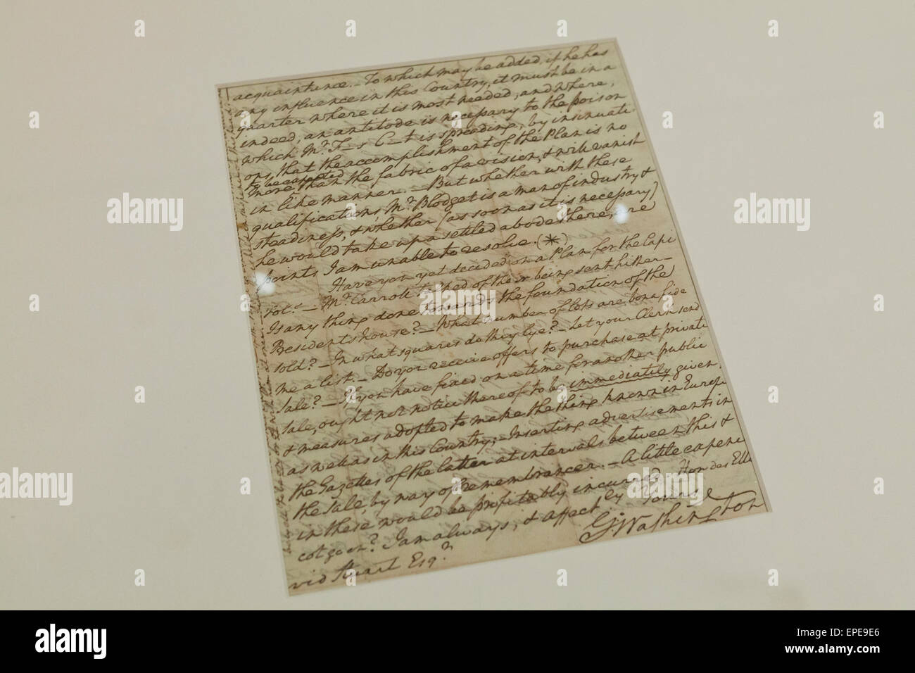 Hand written letter from George Washington, circa 1791 - USA Stock ...