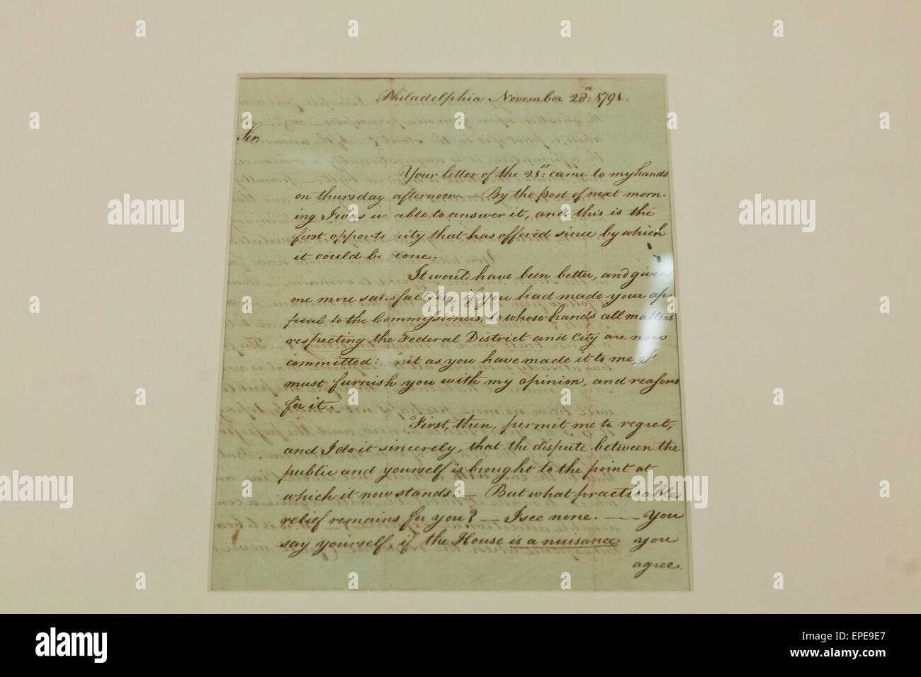 Hand written letter from George Washington, circa 1791 - USA Stock ...