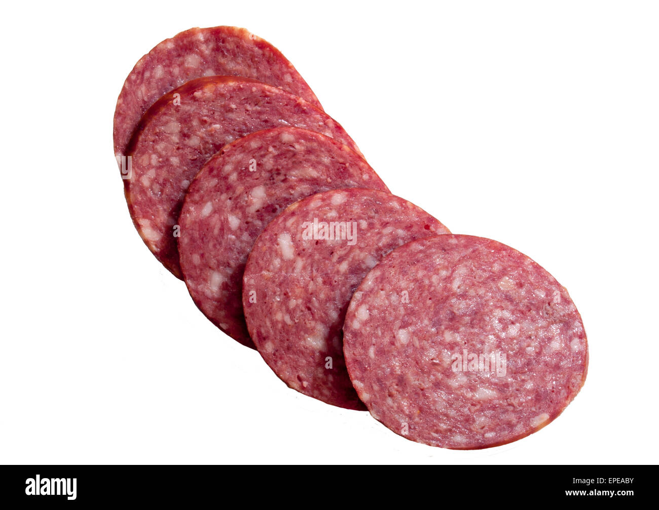 Pieces of sliced salami Stock Photo - Alamy