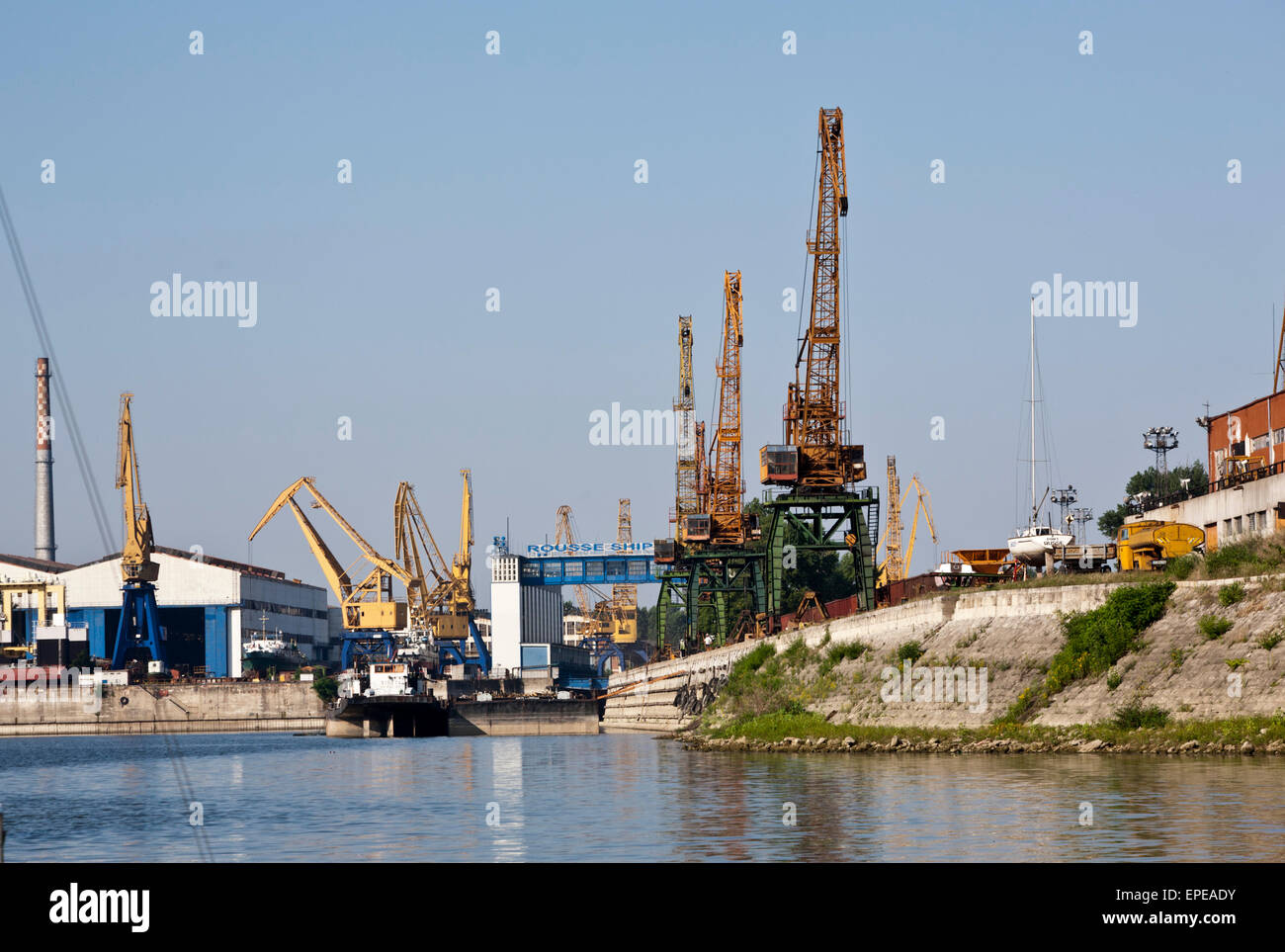 The wharf in the harbour of Ruse in Bulgaria Stock Photo - Alamy