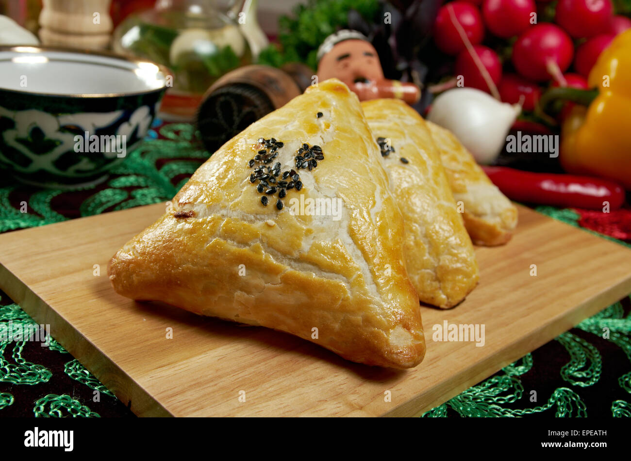 traditional eastern food samsa - Uzbek cuisine Stock Photo - Alamy