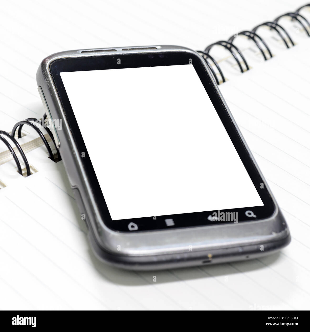 used smartphone with note book Stock Photo - Alamy