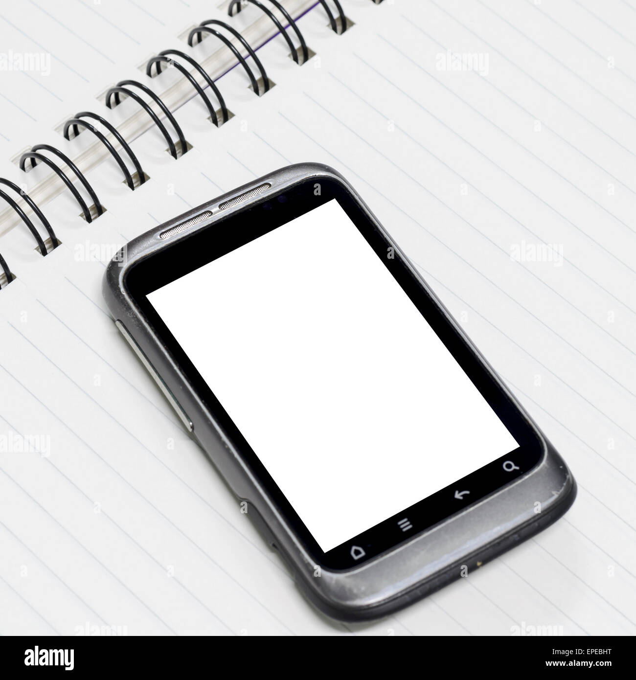 used smartphone with note book Stock Photo - Alamy