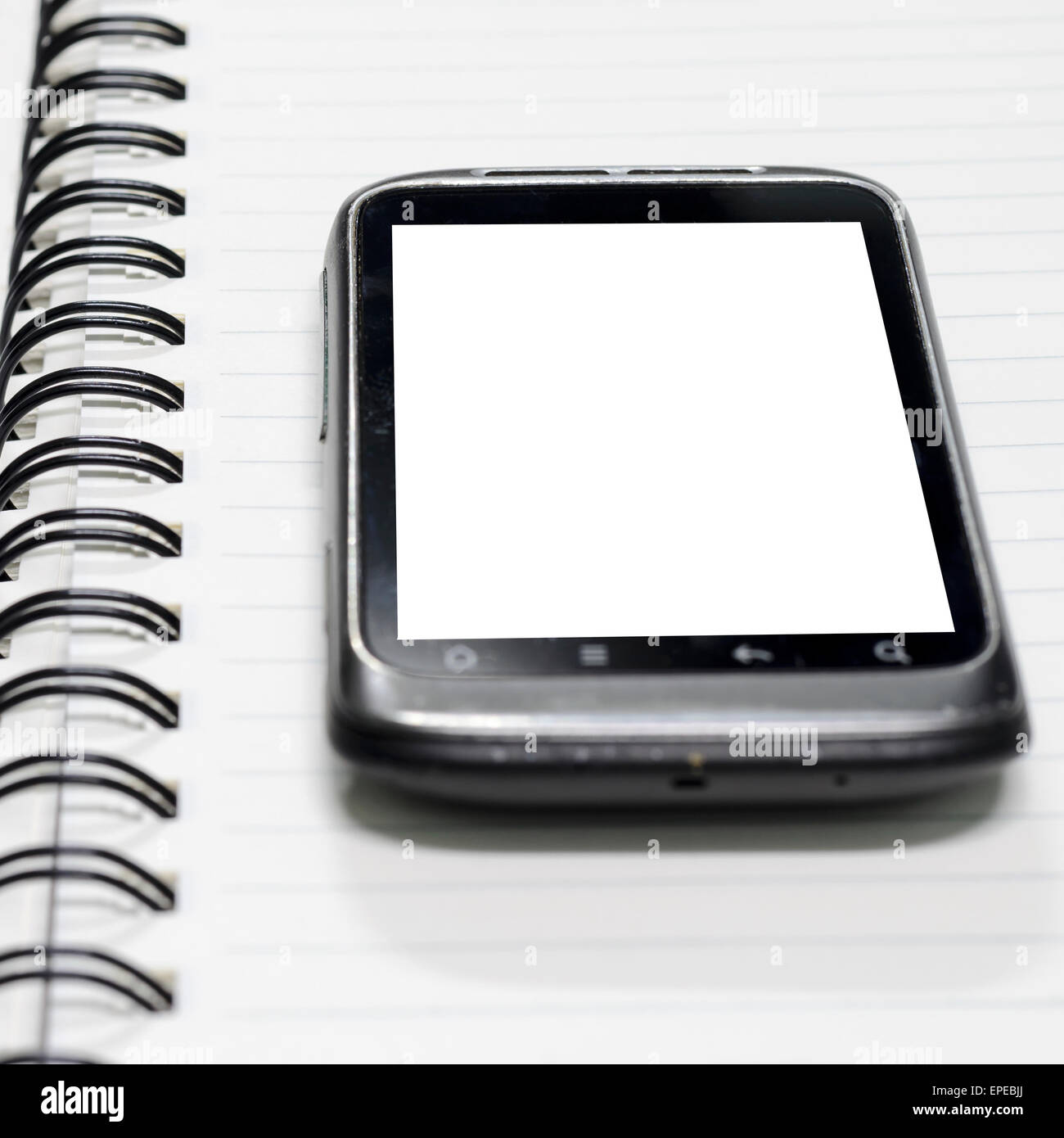 used smartphone with note book Stock Photo - Alamy