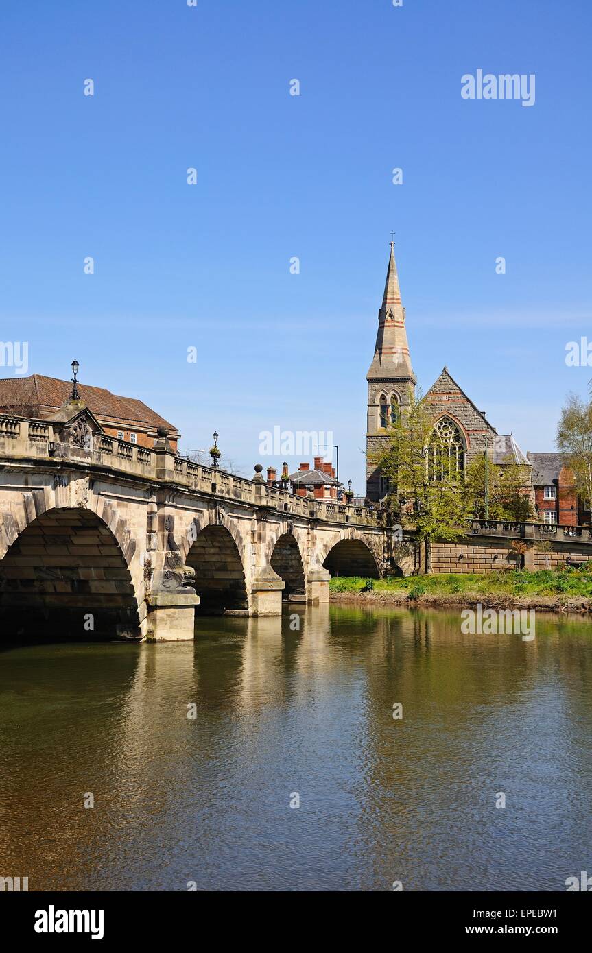 The English Bridge across the River Severn with United Reformed Church ...