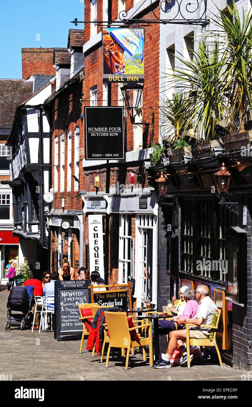 People relaxing at pavement cafes along Butcher Row during the ...
