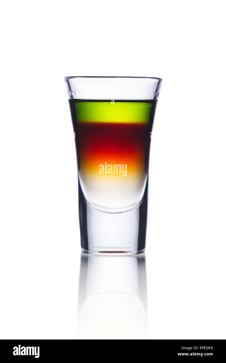 Colorful alcoholic cocktail in a shot glass Stock Photo - Alamy