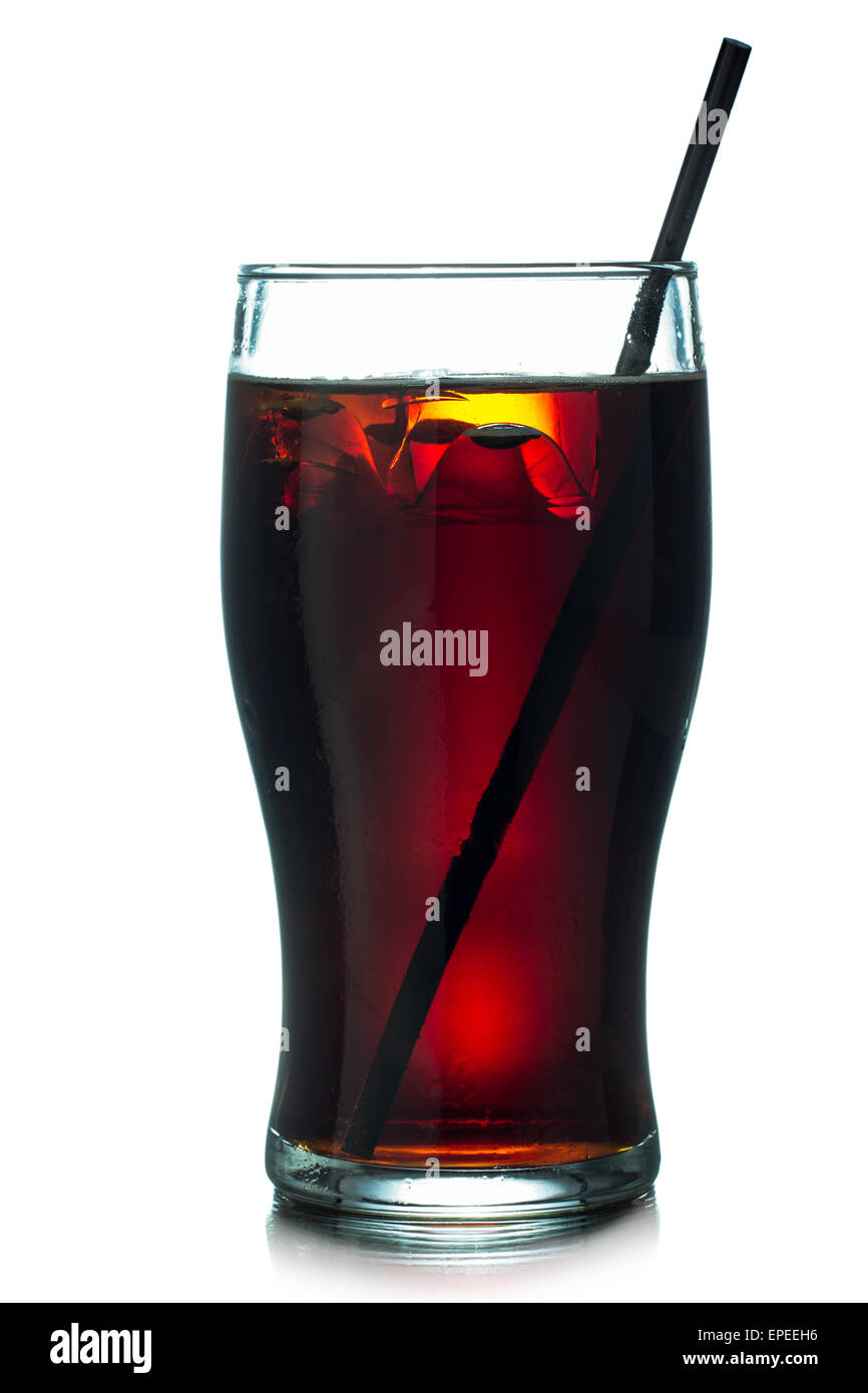 Glass of cold cola with ice cubes. Summer refreshing drink Stock Photo ...