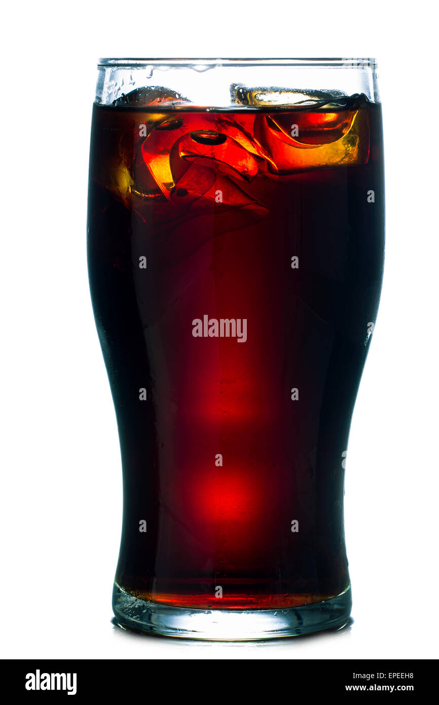 Glass of cold cola with ice cubes. Summer refreshing drink Stock Photo ...